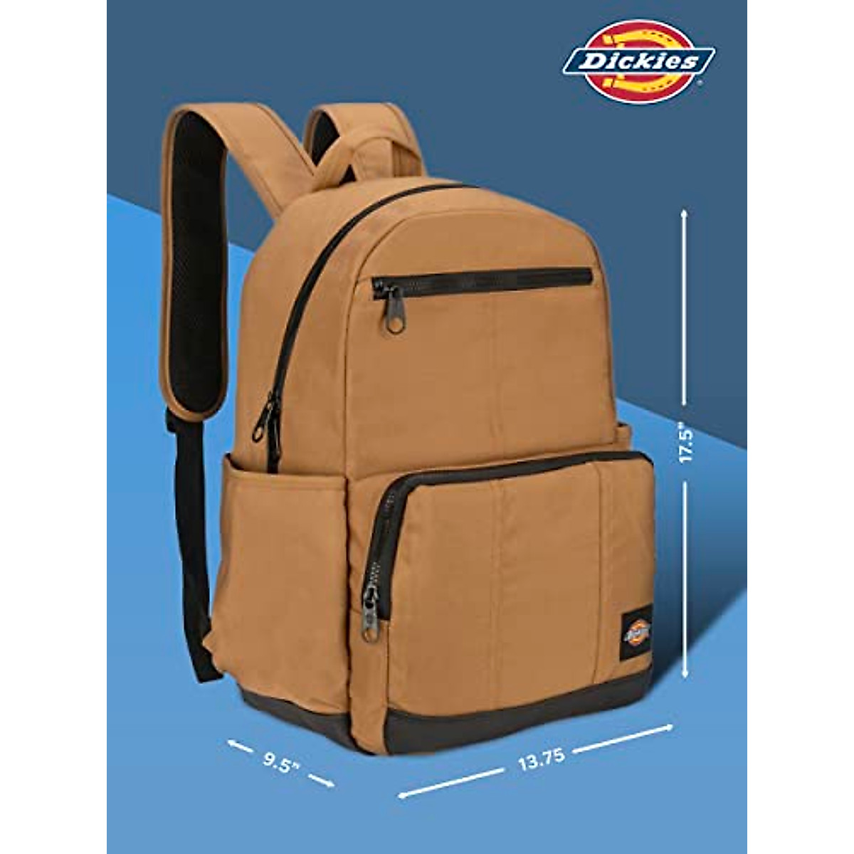 Dickies Journeyman Extra Large Capacity Backpack Classic Logo Water Resistant Casual Daypack for Travel Fits 15.6 Inch Notebook (Brown Duck)
