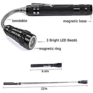 LED Magnetic Pick Up Tool,Extensible Led Flashlights,Perfect Mechanic pick-up tools gifts for men, Valentines Day gifts