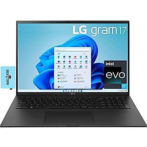 LG Gram 17 Ultra-Lightweight Laptop 17.0" WQXGA IPS Intel Evo Platform (12-Core i7-1360P, 32GB RAM, 2TB PCIe SSD, Backlit KYB, FP Reader, 2 Thunderbolt 4, WiFi 6, Win11P) w/Dockztorm Hub