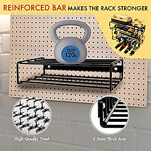 PITCH + PULSE Power Tool Organizer, Garage Tool Storage Organization, Drill Holder Racks Wall Mount Floating Shelf Set for Workshop Shed Pegboard Fitted