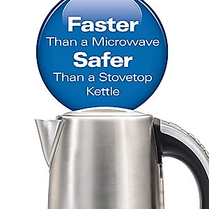 Hamilton Beach 41020R 1.7 Liter Variable Temperature Electric Kettle for Tea and Hot Water, Cordless, Keep Warm, LED Indicator, Auto-Shutoff and Boil-Dry Protection, Stainless Steel