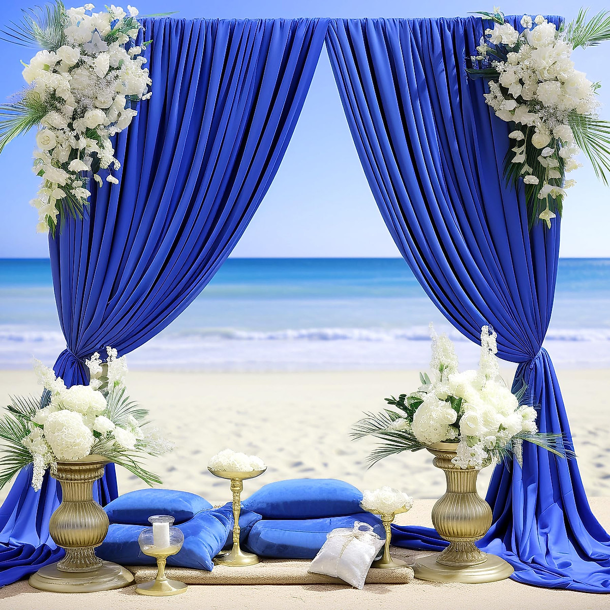 10ft x 7ft Royal Blue Backdrop Curtain for Parties Blue Wrinkle Free Backdrop Drapes Panels for Baby Shower Birthday Party Wedding Photo Photography Polyester Fabric Background Decoration