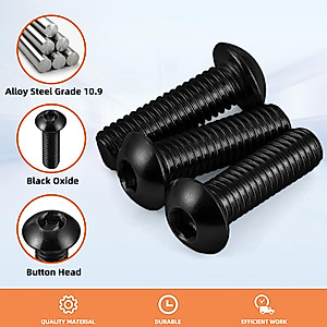 5/16-18 x 1" Button Head Socket Cap Screws, Alloy Steel Grade 10.9, Allen Hex Drive, 12 PCS