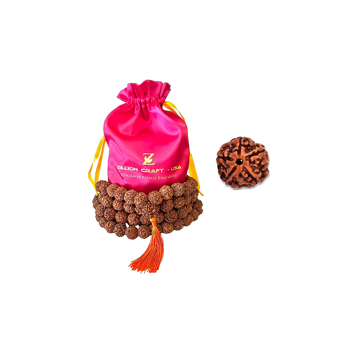 Himalayan organic five face Rudraksha necklace mala. Standard size 108 beads grown up in Himalaya of Nepal without chemical, wax and color treatment