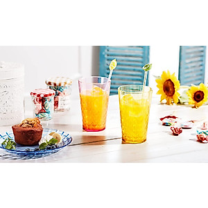 SCANDINOVIA - 32 oz Unbreakable Premium Iced Tea Drinking Glasses Tumbler (Set of 6) - BPA Free Super Grade Acrylic Plastic Cups - Dishwasher Safe, Juice - Diamond Design