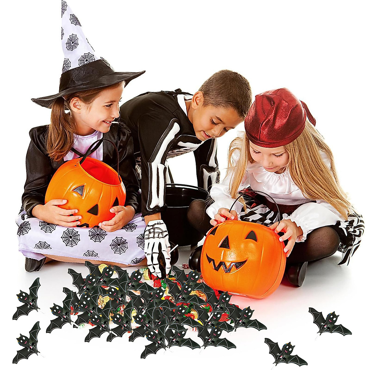 Generic 80 PCS Halloween Candy Decoration Cards Bat-Shaped Candy Cards Holder for Kids Halloween Sugar Decorative Paper Card for School Classroom Exchange Treat Halloween Party Supplies, Black