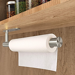 Adhesive Paper Towel Holder, No Drilling Paper Tower Rack, Stainless Steel Rust-Proof and Durable, Suitable for Kitchen, Bathroom, 11.8 inch, Gold