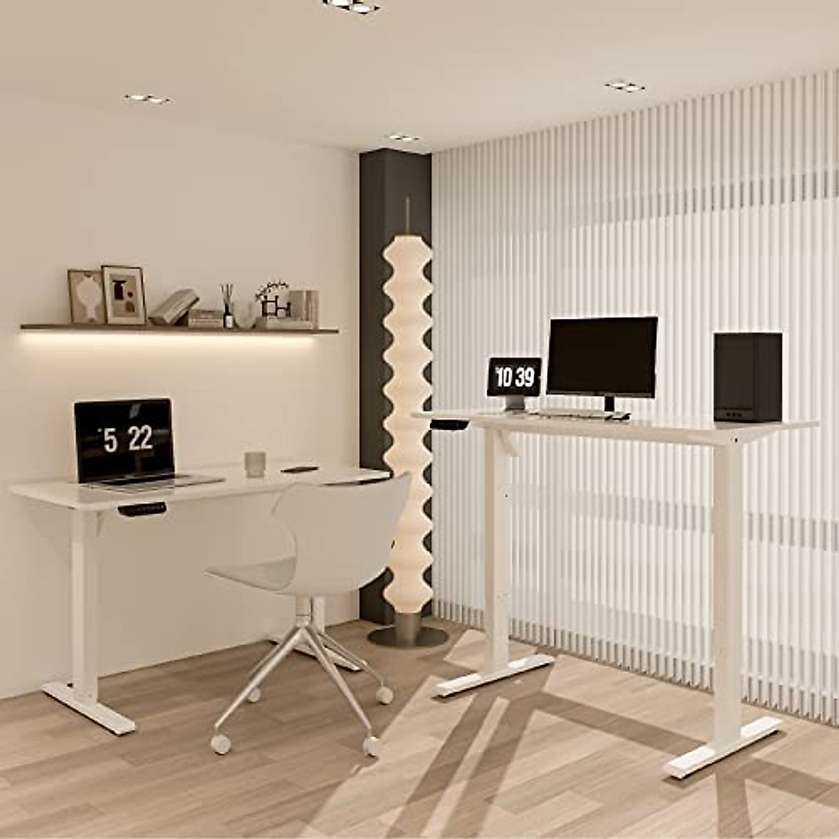 Win Up Time Standing Desk Adjustable Height Desk- Whole Piece Desktop Electric Adjustable Standing Desk, Height Adjustable Desk Stand Up Desk for Home Office Computer Desk,White 55x24Inch