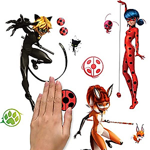 RoomMates RMK5331SCS Miraculous Tales of Ladybug and Cat Noir Peel and Stick Wall Decals, Multi