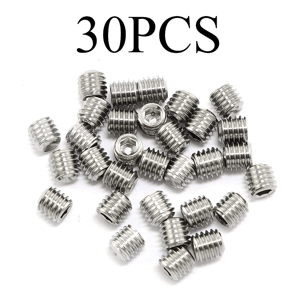 Pro Bamboo Kitchen Grub Screw 30PCS #10-32 X 3/16Inch Silver 304 Stainless Steel Cup Point Socket Set Screws
