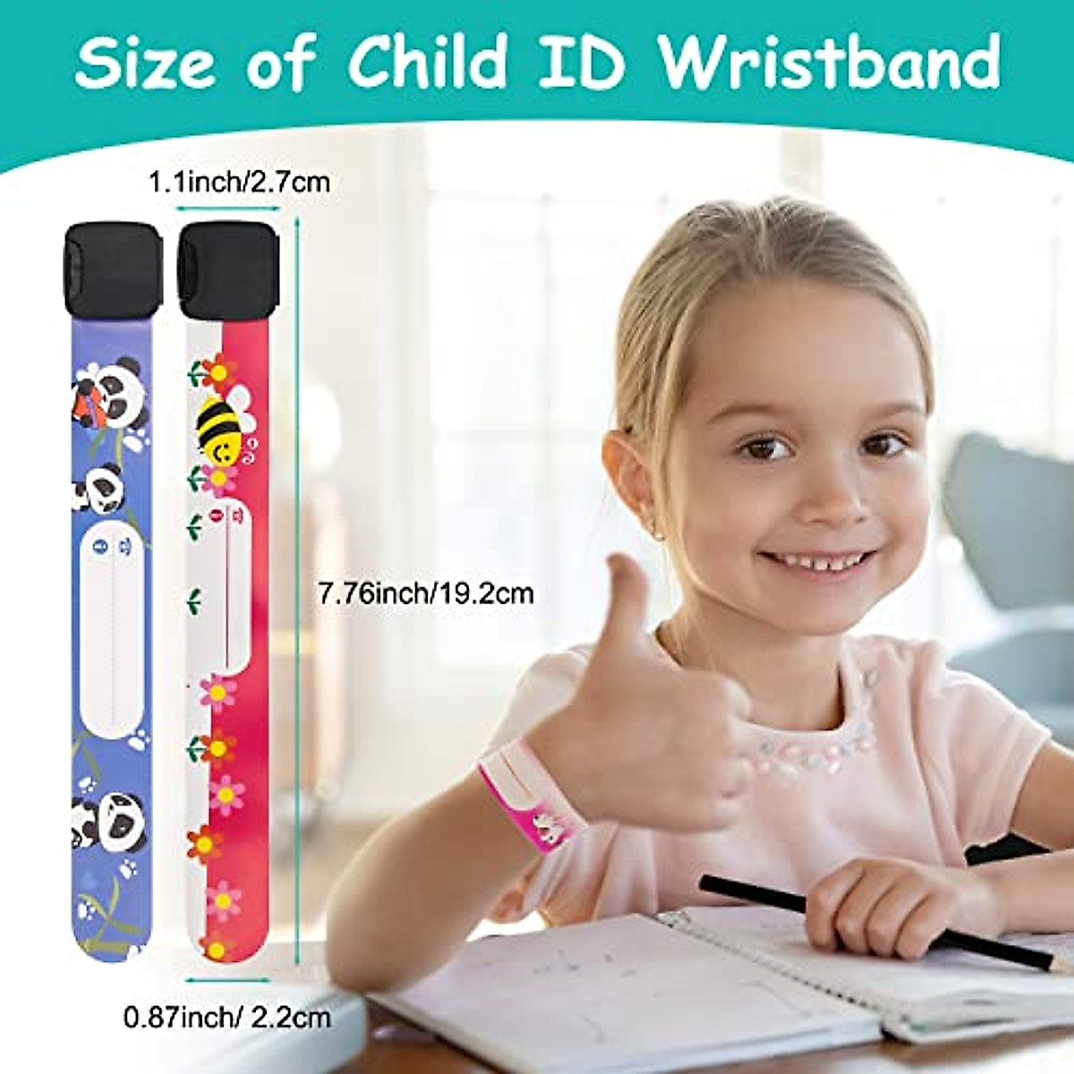 Wiwaplex 16Pcs Child Safety ID Bracelet Wristband, Identification Bracelets for Kids, Adjustable Waterproof Kids Safety Bracelet Wristband, Reusable Children Information ID Bracelet for Boys & Girls
