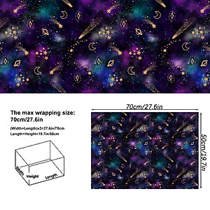 Dtiafu Galaxy Wrapping Paper for Girls Boys Women Men - 12 Sheets Space Gift Wrap Paper with Solar System Planet Sparks Meteors Constellations Great for Birthday Baby Shower - 20 x 28 Inches Per Sheet
