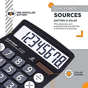 Desktop Calculator 8 Digit with Solar Power and Easy to Read LCD Display, Big Buttons, for Home, Office, School, Class and Business, 4 Function Calculators, with Battery, CD-8185