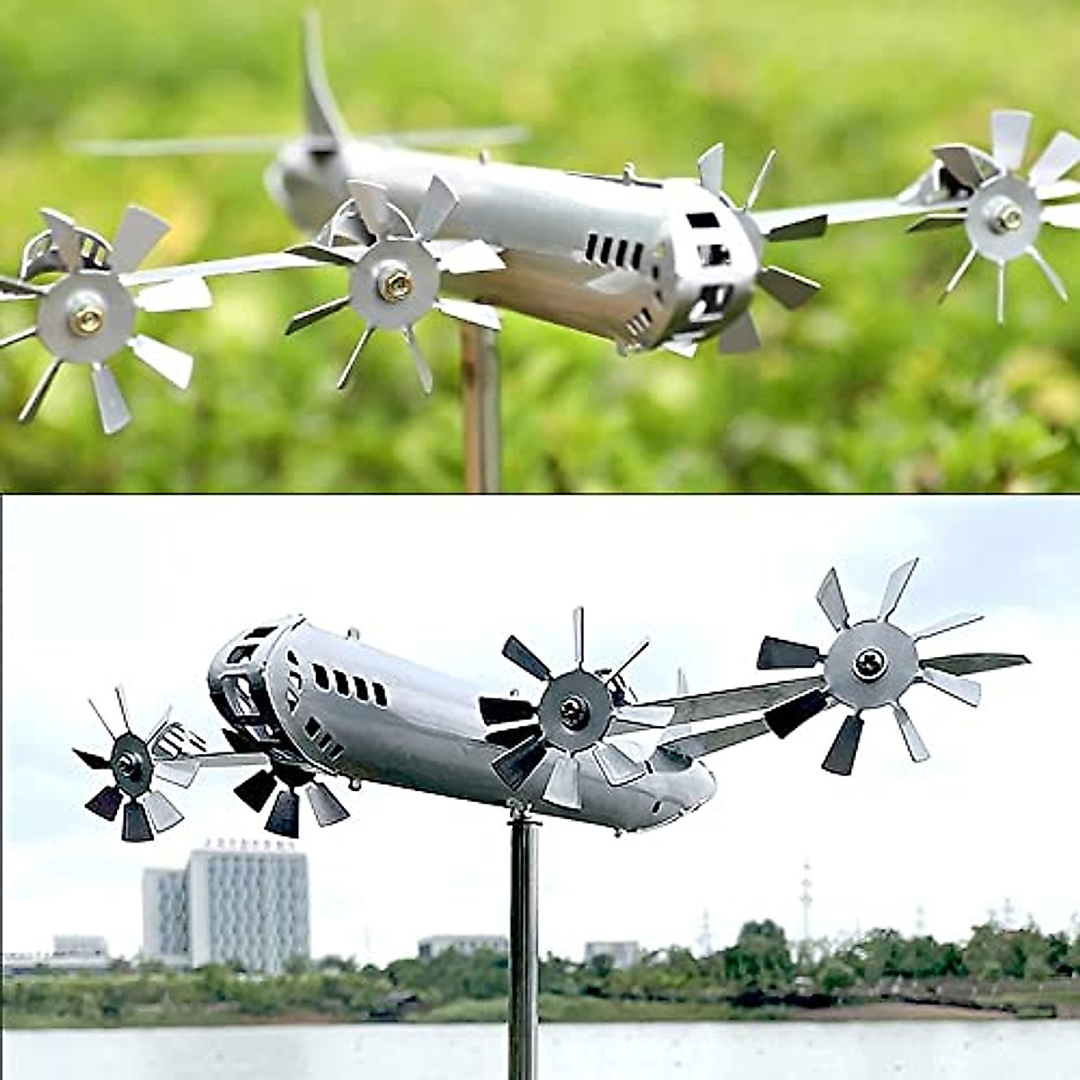 Magccby B-29 Super Fortress Wind Spinner，Personalized Metal Windmill Wind Energy Wind Sculpture Airplane Wind Spinner Wrought Iron Windmill for Yard Garden Patio Sculpture Wind Spinner