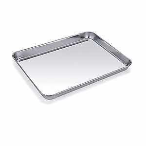 Baking Sheet, Zacfton Stainless Steel Cookie Sheet Baking Pan Tray for Toaster Oven Size 9 x 7 x 1 Inch, Non Toxic & Healthy,Superior Mirror Finish & Easy Clean, Dishwasher Safe
