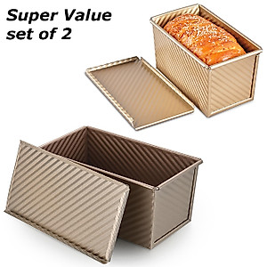 Star Bread Pan Non-stick Toast Mold for Oven Baking, Steel Hotdog-shaped Cake Pan Baking Mold for Home and Kitchen (Loaf Pan, Set of 2)