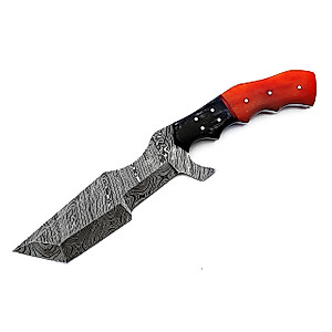 Smart & Sharp Custom Handmade Damascus Steel Hunting Knife/Bowie Knife AA-17129 (Colored Bone and Black Wood)