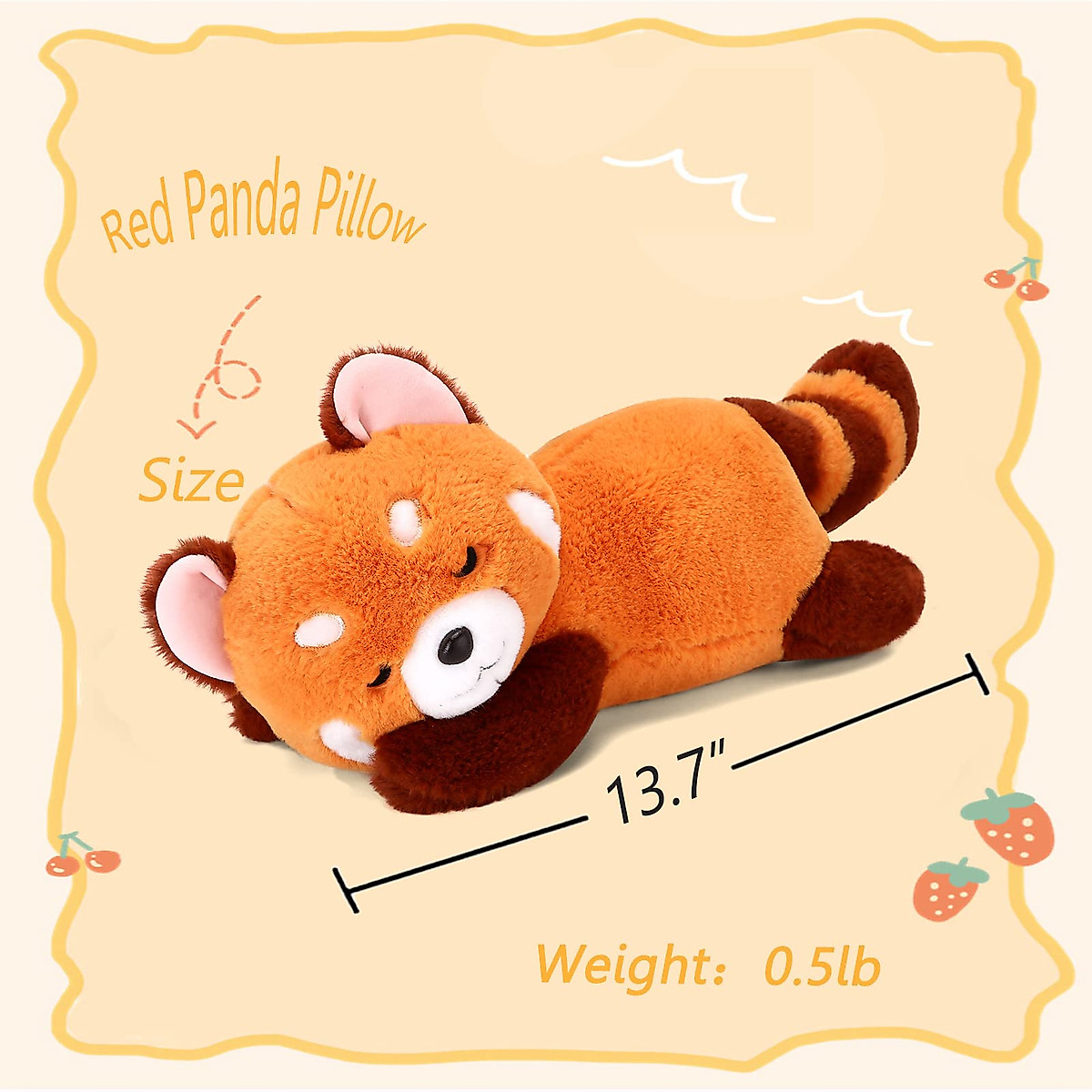 Red Panda Stuffed Animal Pillow Cute Red Panda Plush Toy Panda Plushie Gift for Girlfriend Kids Birthday 13.7" Red Panda Pillow