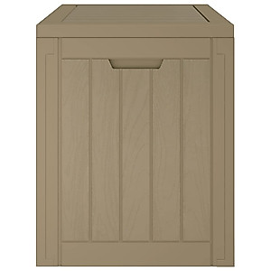 TIFITGO Asomie Patio Storage Box Light Brown 21.9"x16.9"x20.9" Polypropylene Indoor stockage bin home chest house tank Outdoor Furniture Outdoor Storage Boxes US Stock Fast Shipment Black