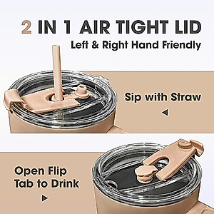 osse 40oz Tumbler with Handle and Straw Lid | Double Wall Vacuum Reusable Stainless Steel Insulated Water Bottle Travel Mug Cup | Modern Insulated Tumblers Cupholder Friendly (Mocha)