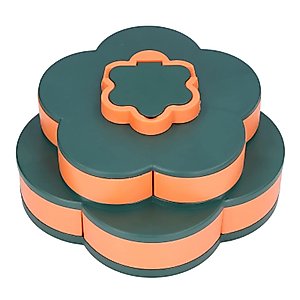 Snack Serving Tray Multifunction Large Capacity Flower Shape Nut Candy Serving Container for Home (Double Layer)