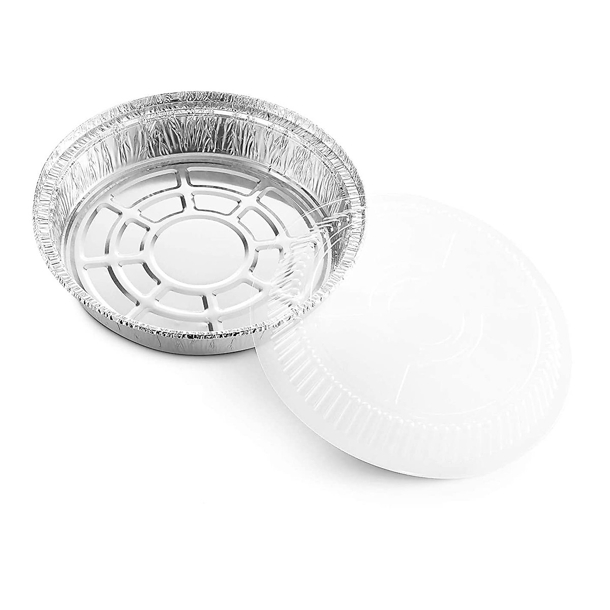 Mr Miracle Pack of 40 Disposable Aluminum Foil Pans with Clear Lids –8 Inch Circular Aluminum Pans, Ideal for Baking, Storing, Heating, Serving - Round Foil Pans with Lids