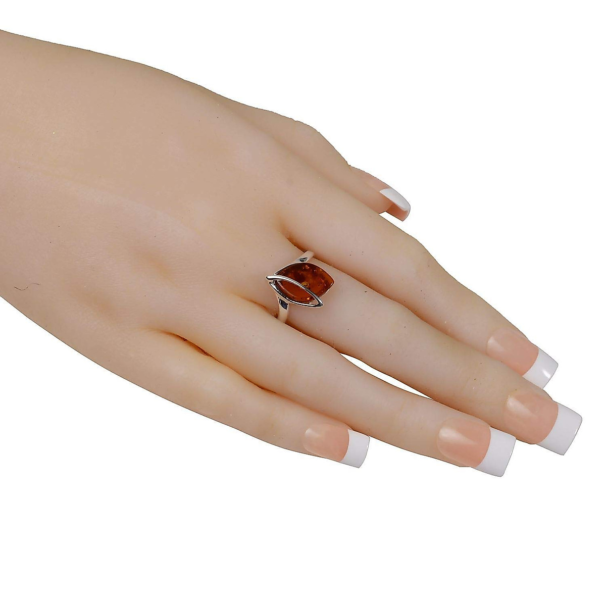 HolidayGiftShops Honey Amber and Sterling Silver Adjustable Ring Hanna