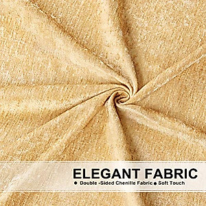ELKCA Thick Chenille Waterfall Swag Valances for Living Room Gold Valance Window Curtains for Kitchen,Pack of 2 (Gold, 30" W x 22" L)