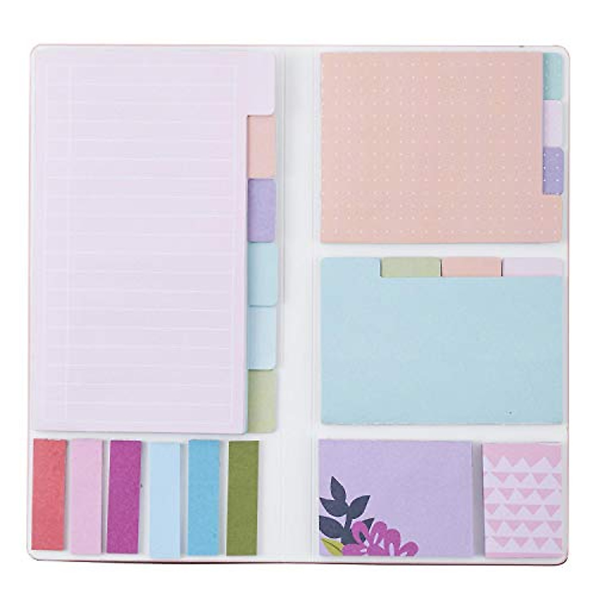 Floral Sticky Notes Set, Office Supplies for Women, Cute School Supplies, Colored Divider Self-Stick Notes Pads Bundle, Large and Small Sticky Notes Set Colored Divider Sticky Notes, Flower Theme Desi