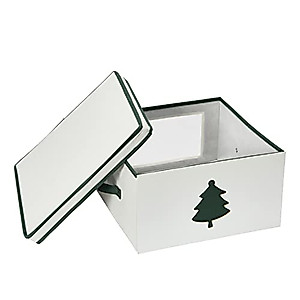 Household Essentials Holiday Storage Box, Large, Green Tree, Natural & Green