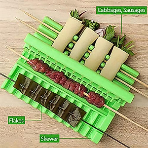 365Home Multifunction Barbecue Meat Skewer Machine BBQ Meat String Device Quick Portable Meat Skewer Box Easy Skewer Tools Kebab Maker BBQ Gadget