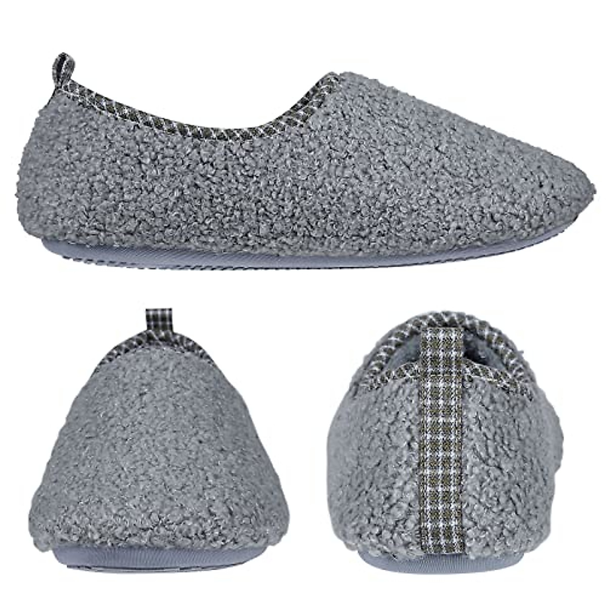 shevalues Cozy Ballerina House Slippers for Women Memory Foam Indoor Home Wide Slippers for Swollen Feet Grey size 8.5-9.5