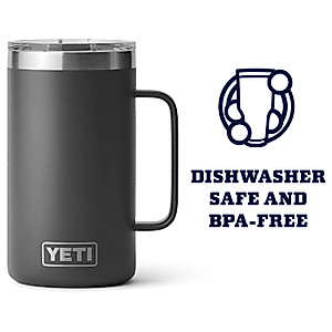 YETI Rambler 24 oz Mug, Vacuum Insulated, Stainless Steel with MagSlider Lid, Charcoal
