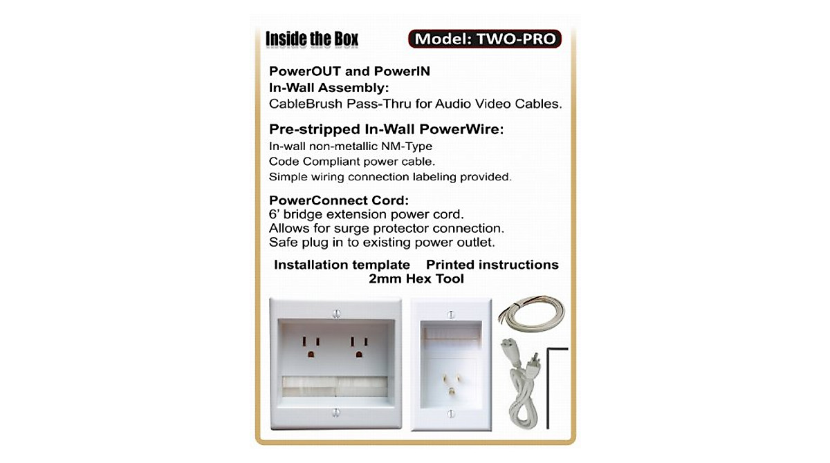 PowerBridge TWO-PRO-6 Dual Power Outlet Professional Grade Recessed In ...