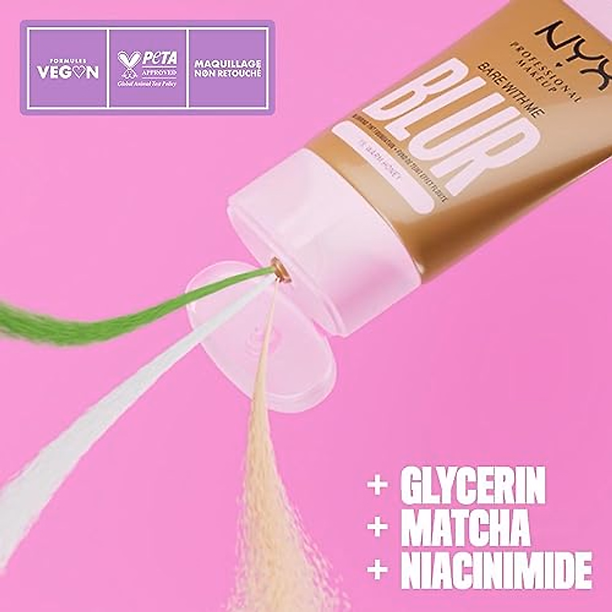 NYX PROFESSIONAL MAKEUP Bare With Me Blur Skin Tint Foundation Make Up with Matcha, Glycerin & Niacinamide - Light Neutral