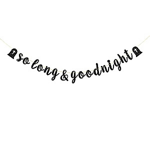 RoadSea So Long & Goodnight Banner - Happy 30th Birthday Party Garland Supplies - Cheers to 30 Years - Funeral for My Youth 30th Birthday Party Decorations - Black Glitter