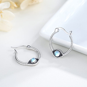 Evil Eye Hoop Earrings 925 Sterling Silver Demon Eye Hoop Earrings for Women Lucky Protection Jewelry Gifts