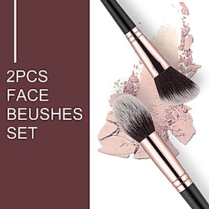 Anmor Contour and Highlighter Brush Set, Premium 2PCs Blush Bronzer Face Makeup Brush Kit, Perfect for Cheek Nose Blending Contouring