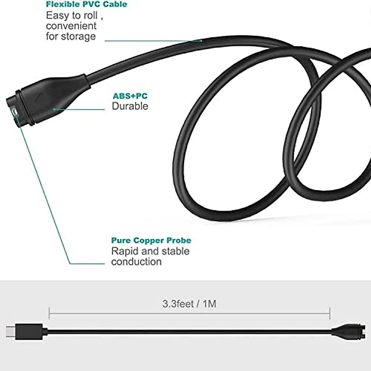 USB C Charger Cable Compatible with Garmin Fenix 6 6S 6X Pro, Fenix 5 5S 5X Plus, Replacement USB C Data Sync Charger Cable Wire for Forerunner 745 935 945 45 45S 245, Approach S60 X10 Vivoactive 3