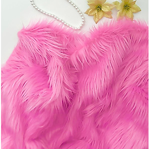 Bianna Bubblegum Pink Luxury Faux Fur Fabric, by The Yard, American Seller, Shag Shaggy Material for Crafting, Sewing, Costumes, Fursuits, Home Decor (12x12 inches)