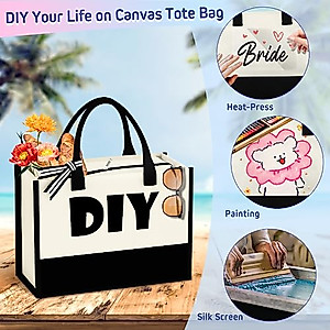 AUNOOL Bulk Tote Bag for Women, Sets of 6 Plain Canvas Bag with Pocket and Zipper, Personalized Gifts for Women Grandma Friend Sister, Bride to be Gifts