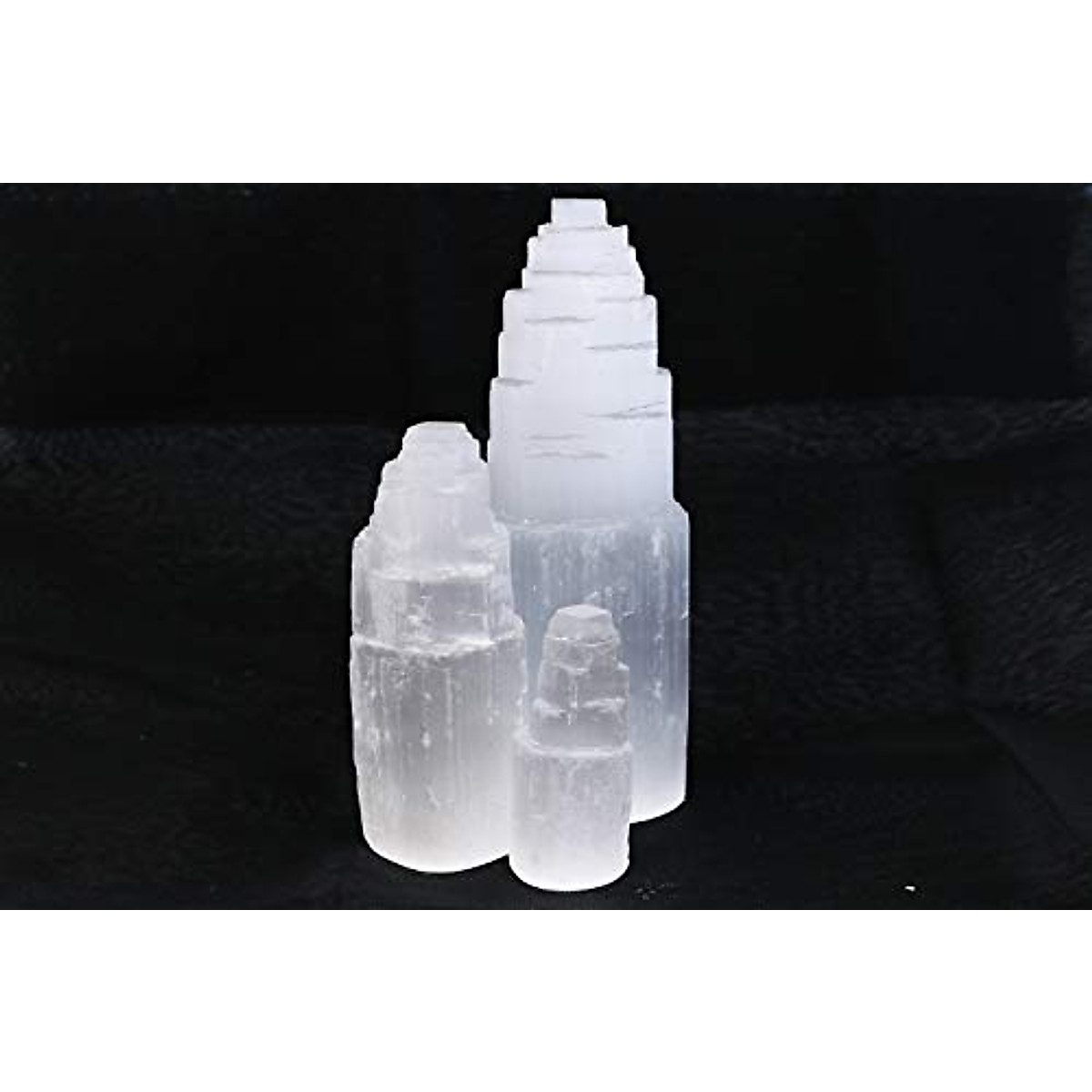 Selenite Crystal Towers for Reiki, Healing, and Energy Charging | Made in Morocco | Selenite Iceberg Charging Towers Crystal Skyscraper (4 Inch (Pack of 1))