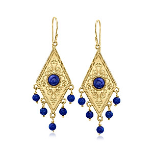 Ross-Simons Lapis Drop Earrings in 18kt Gold Over Sterling