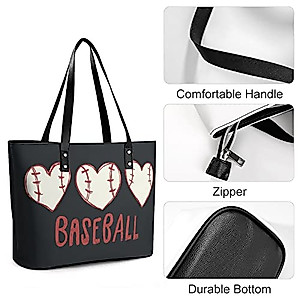 Womens Handbag Baseball Leather Tote Bag Top Handle Satchel Bags For Lady