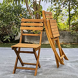 INTERBUILD REAL WOOD Acacia Hardwood Sofia Folding Chairs Balcony|Dining|Lawn|Indoor|Outdoor|Patio Chairs, 17" Tall, 2 Piece Set - Golden Teak
