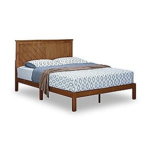 MUSEHOMEINC Solid Wood Platform Bed with Headboard for Bedroom,Wood Slat Support & No Box Spring Needed, Unique Style Design,King