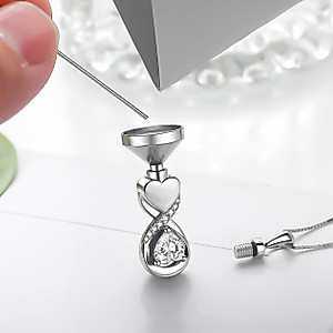 SOLOLIKE Infinity Heart Cremation Jewelry for Ashes: Sterling Silver Urn Necklaces for Women - Ashes Keepsake Pendant Memorial Jewelry Gifts for A Loss of Loved Ones
