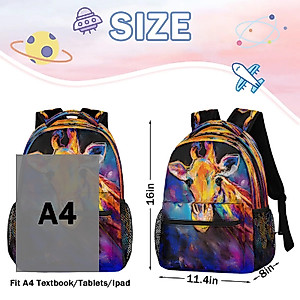 Cute Giraffe Backpack for Girls Boys Kids School Student Bookbag Galaxy Nebula Laptop Backpack 14 Inch Travel Daypack Computer Bag for Women Teenager College Work
