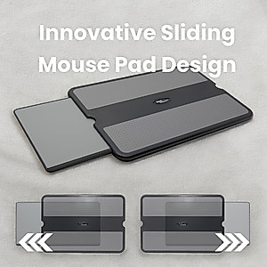 MAX SMART Portable Laptop Lap Pad, Laptop Desk with Retractable Mouse Tray, Anti-Slip Heat Shield Notebook Computer Stand Table, Working Station for Home, Office, Recliner, Business and Travel