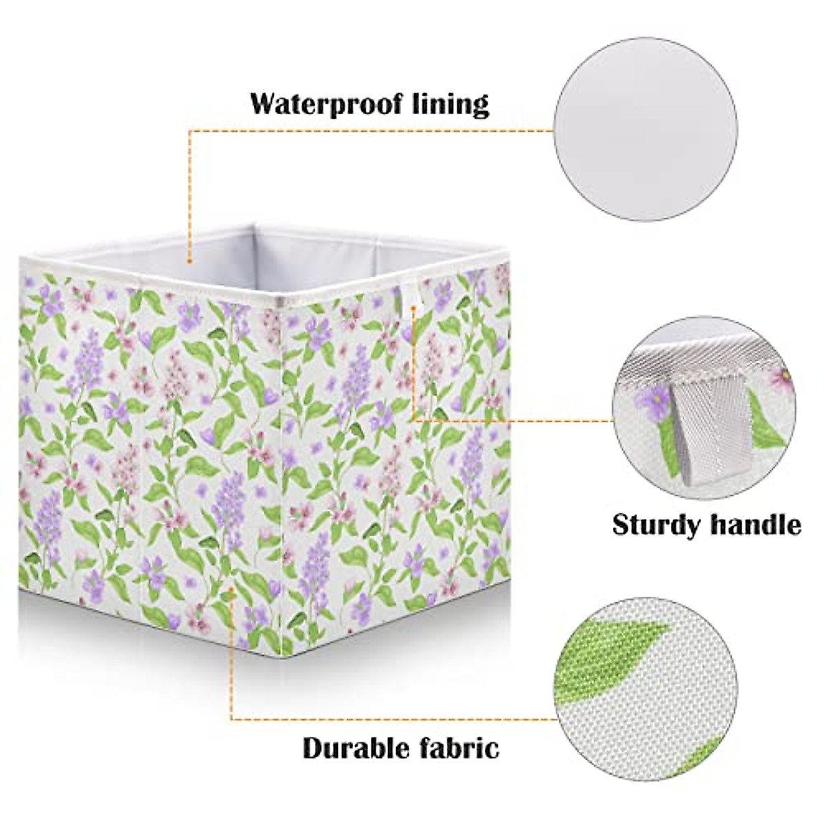 Kigai Purple Pink Flowers Rectangular Storage Bins - 15.8 x 10.6 x 7 in Large Foldable Rectangular Organizer Storage Basket for Home Office, Nursery, Shelf, Closet